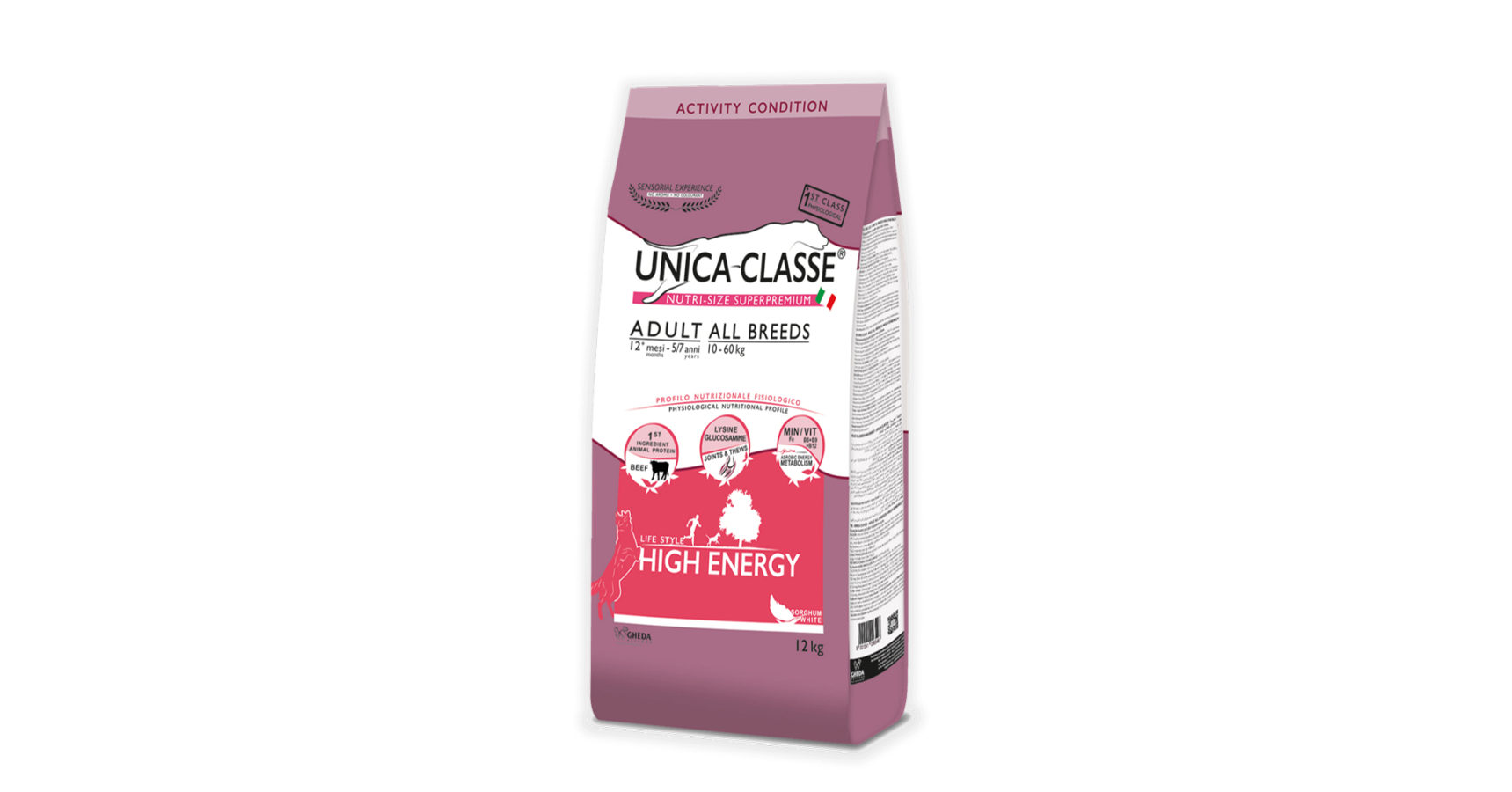 Gheda Unica Classe Adult All Breeds High Energy 12kg - Gheda kutyatápok